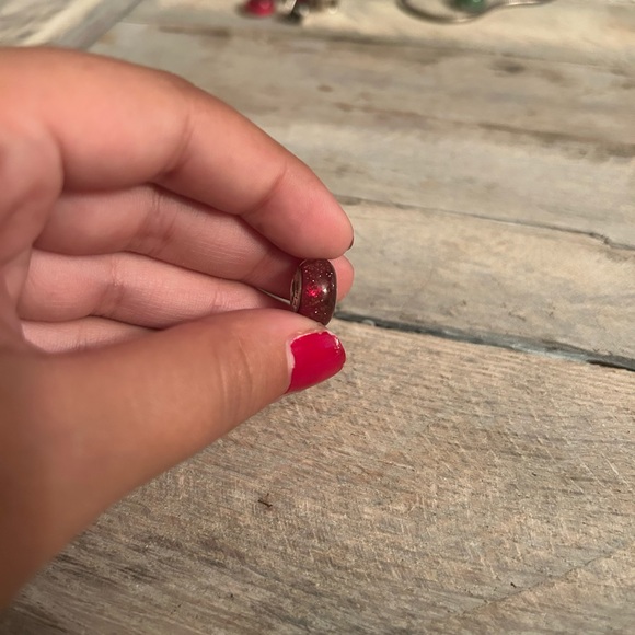Chamilia | Jewelry | Chamilia Red And Gold Glitter Murano Glass Charm ...